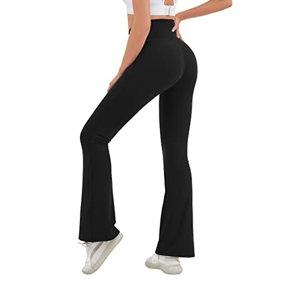 HEGALY Women's Flare Yoga Pants - Crossover Flare Leggings High Waisted Bootcut Bell Bottom Workout Sweatpants Black