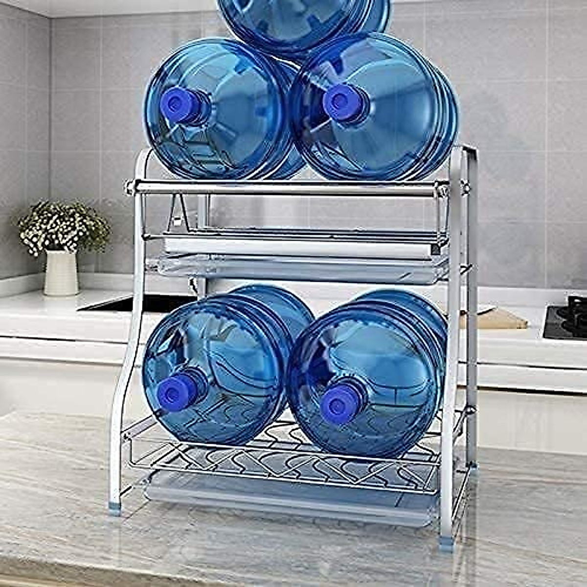 Plate Rack Dish Drainer Rack 2/3-Layer Kitchen Supplies Storage Draining with Chopsticks/Knives/Cutting Board Holder Pan Plate Holder (Color : Silver, Size : 2-Tier)