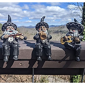 John Bernard & Company Mariachi Band Shelf Sitter Gnomes Statue Set of 3, 6 inches H, Includes Guitarist, Violinist, Trumpet Player, Funny Home or Garden Décor…. La Fiesta Collection