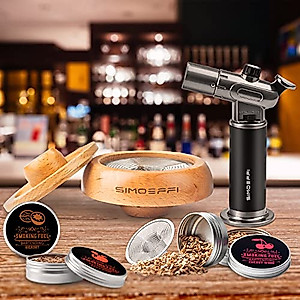 Cocktail Smoker Kit with Torch, Old Fashioned Smoker Kit for Bourbon Whiskey Drink, with 4 Different Flavor Wood Smoker Chips, Vodka/Gin/Tequila/Rum Liquor Gifts for Whiskey Lovers, Father(No Butane)