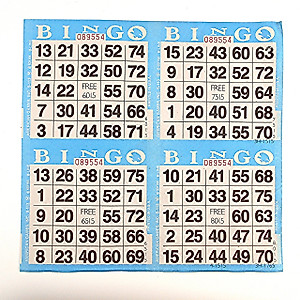 4 on Blue Bingo Paper Cards - 750 sheets - 3000 cards