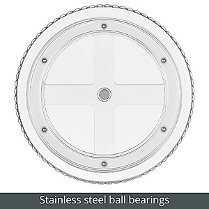 mDesign Fluted Lazy Susan Turntable Plastic Spinner for Kitchen and Bathroom Cabinet, Cupboard, Countertop Organizing, Rotating Organizer for Condiments, Jewelry, Accessories, 9" Round - 2 Pack, Clear