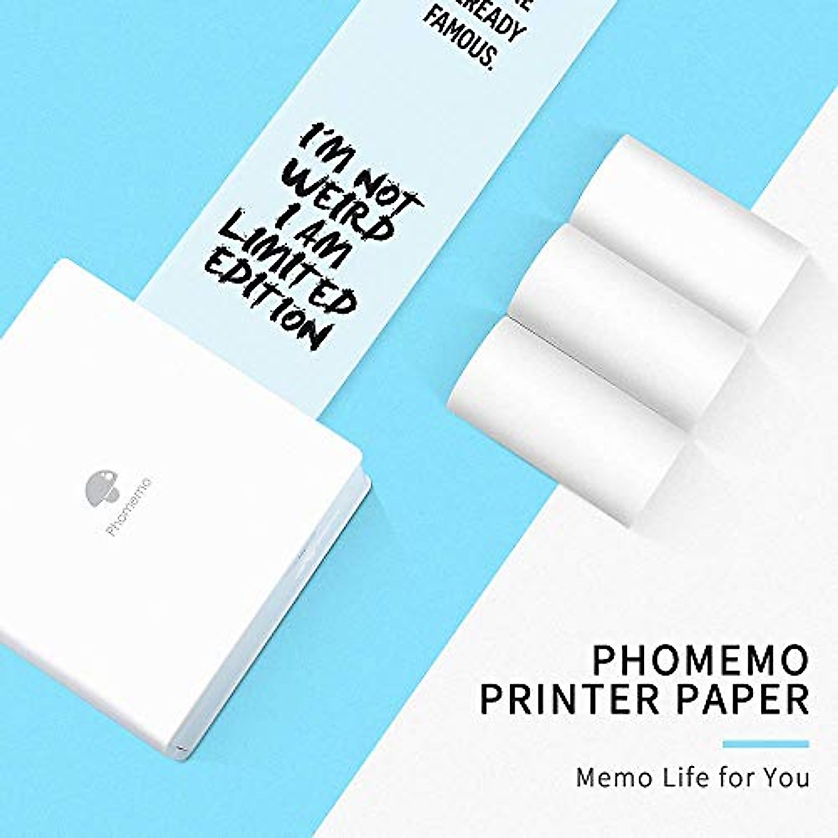 Phomemo M02 Mini Printer- Bluetooth Thermal Photo Printer with 3 Rolls Transparent Sticker Paper, Compatible with iOS + Android for Plan Journal, Study Notes, Art Creation, Work, Gift