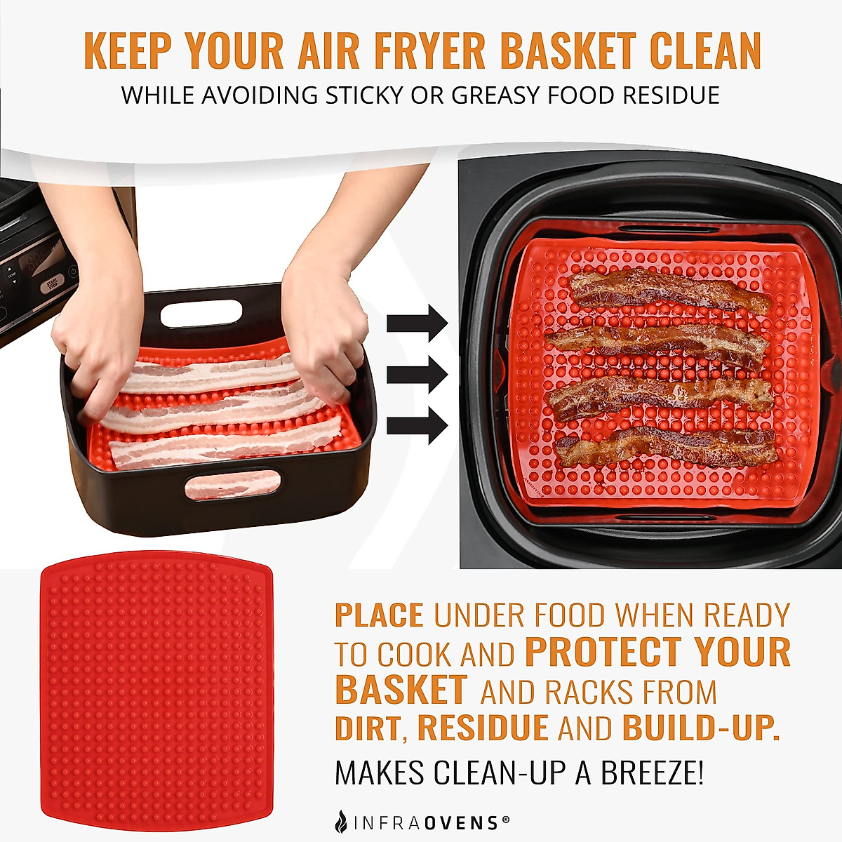 Air Fryer Reusable Liner Accessories for Ninja Foodi Grill 5-in-1 AG301, 4qt Ninja Foodi Accessories, Heat Resistant Liners, Food Safe, Easy Clean Silicone Mat by INFRAOVENS
