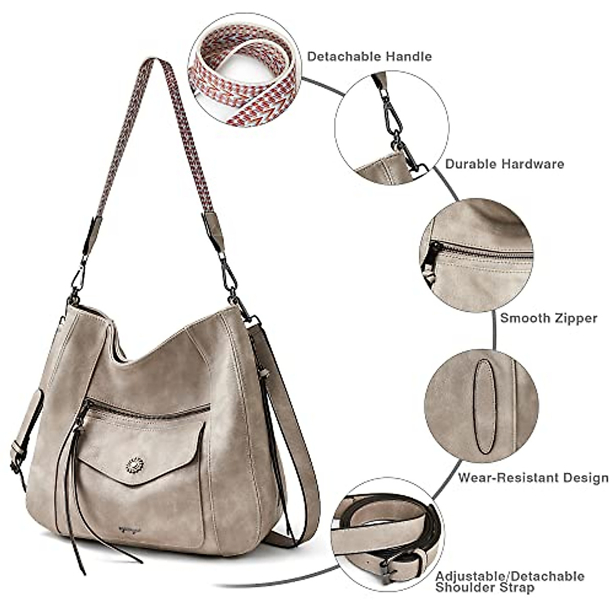 OPAGE Handbags for Women Fashion Ladies Tote Bag PU Leather Crossbody Bag Fashion Tote Purse Shoulder Bag With Wristlet