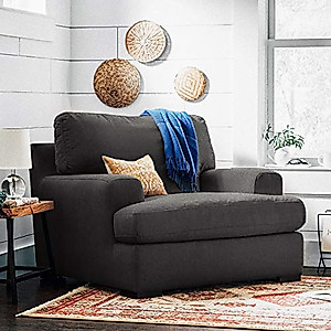 Amazon Brand - Stone & Beam Lauren Down-Filled Oversized Living Room Accent Armchair, 46"W Chair, Pepper