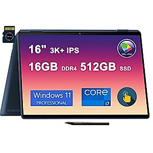 HP Spectre X360 16 2-in-1 Laptop | 16" 3K+ Multi-Touch 400 nits 100% sRGB | 12th Gen Intel 14-Core i7-12700H | 16GB DDR4 512GB SSD | Backlit Fingerprint Thunderbolt Pen Win11Pro + 32GB MicroSD Card