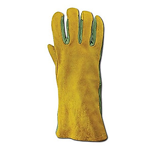 MAGID 6759FL-XL Split Leather Palm Welder's Glove, Men's (Fits), Green, XL (Pack of 12)