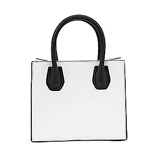 Olivia Miller Women's Fashion Ezra Mini Faux PU Leather, White Crossbody Tote Satchel Bag w Removable n Adjustable Strap Everyday Small Evening Casual Work Purse Handbag