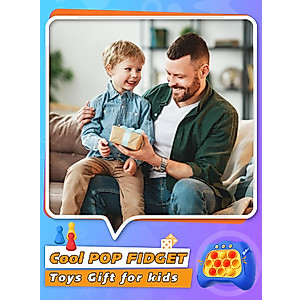 Light Up Bubble Up Fidget Toy, Electronic Quick Push Game Console, Birthday Gifts for 6 7 8 9 10-12 Year Boys and Girls Push Up Stress Toy, Concentration Fast Speed Puzzle Game for Family Party - Blue