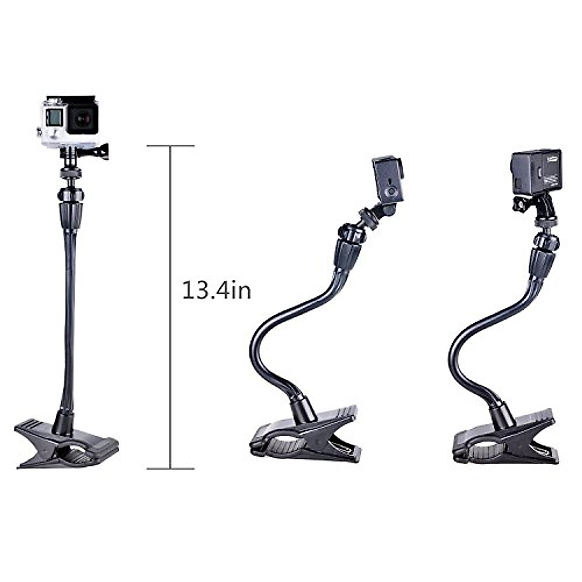 Smatree Adjustable Jaws Flex Clamp Mount 13.4inch Gooseneck Extension Compatible for Logitech Webcam C925e/C922x/C922/C930e/C930/C920/C615/ GoPro Hero 11/10/9/8/7/6/5/4/Arlo Ultra/Pro/Pro 2/Pro 3