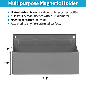 Rechabite Magnetic Aerosol Spray Can Holder, Magnet Toolbox Bottle Holder, Tool Box Storage Rack for Garage and Home, Craft Workspace, Mechanic Paint Bottle Can Organizer, Silver, 3"x8.3"