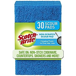 Scotch-Brite Non-Scratch Scour Pads, Scouring Pads for Kitchen and Dish Cleaning, 30 Pads