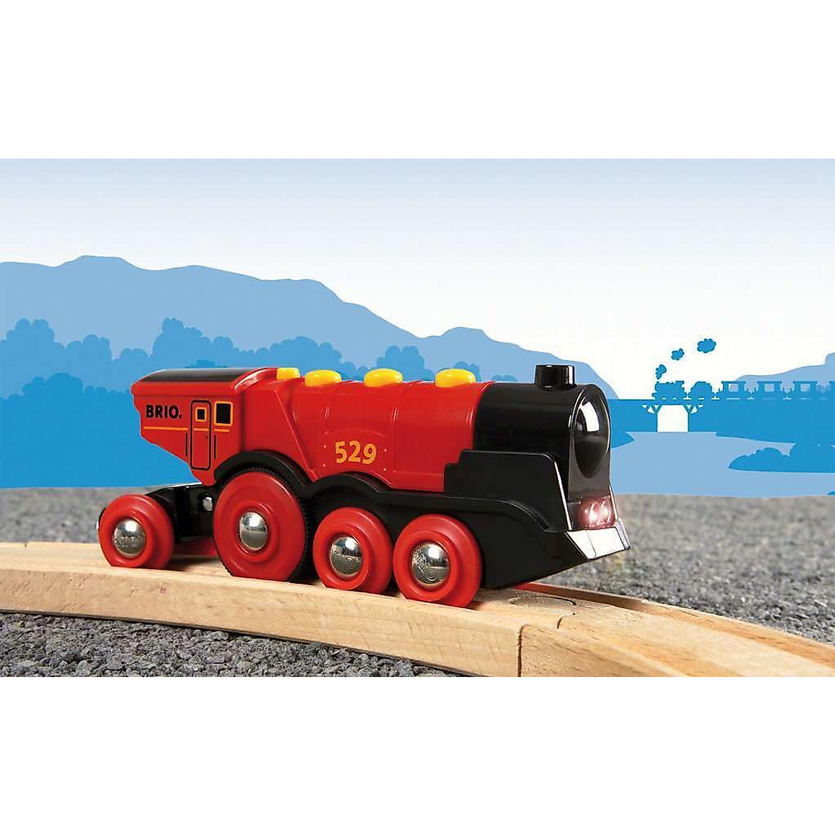 BRIO World 33592 Mighty Red Action Locomotive - Battery Operated Toy Train with Light, Sound Effects | Ideal for Kids Age 3 Compatible with All Tracks and Vehicles
