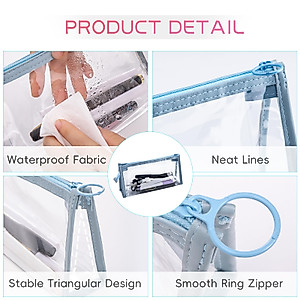 XJMWXHFC 4Pcs Travel Cosmetic Makeup Bags, Clear Pencil Cases, Transparent Pencil Pouch with Zipper, Multi-function Stationery Organizer for Adults Home, Office, Vacation (Blue, Green, White, Pink)