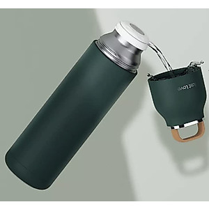 Stainless Steel Vacuum Insulated Water Bottle With Handle Lid - 500ml - Modern, Minimalist And Sleek Design (Green)
