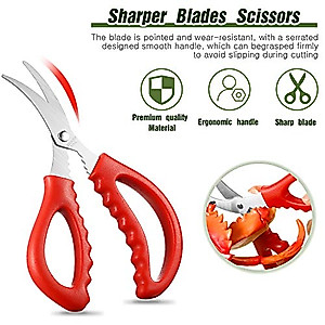 Kitchen Seafood Scissors Multifunctional Stainless Steel Shears Seafood Fish Crab Shrimp Lobster Scissors for Kitchen Seafood Peeling Tools (3, Red)
