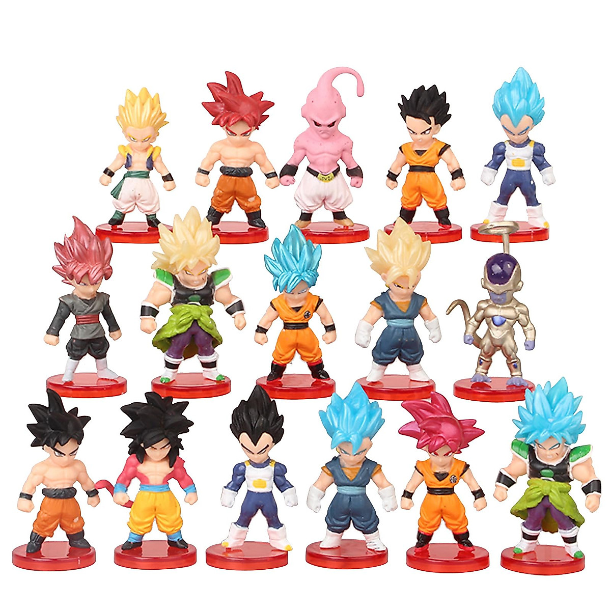 16 Piece Set of Dragon Goku Action Figure, 3" Height. Used as a Cake Topper or Party Favor Supplies, and are Perfect for Collectors of Dragon Play Balls z Toys Memorabilia.