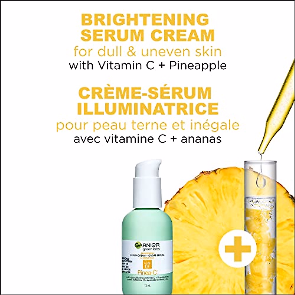 Garnier SkinActive Green Labs Pinea-C Brightening Serum Cream Moisturizer with SPF 30 and Vitamin C + Pineapple (Packaging May Vary)