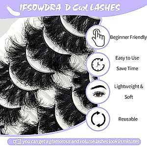 IFSOWDRA Dramatic Mink Lashes Thick Soft 20mm Volume 3D Mink Eye Lashes Pack 25mm Long False Eyelashes Full Strip Lashes That Look Like Extensions
