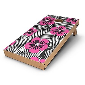 Design Skinz Summer Tropical Skin Set for Cornhole (Skin Only) - Tropical Summer Hot Pink Floral