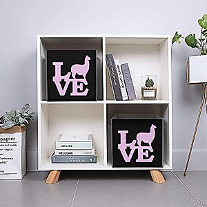 Love Alpaca Large Cubes Storage Bins Collapsible Canvas Storage Box Closet Organizers for Shelves