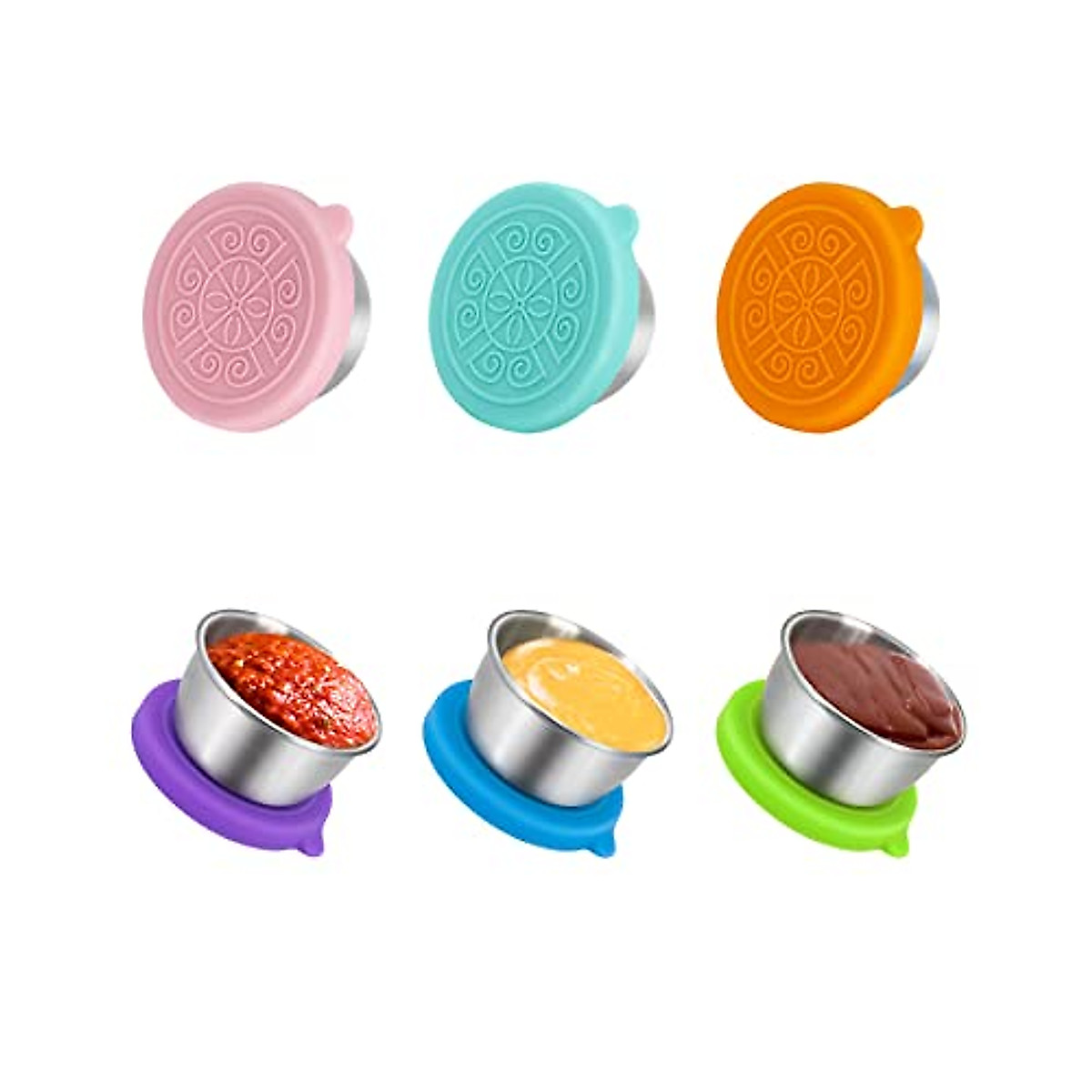 ENTESI Salad Dressing Container, Stainless Steel Condiment Containers with Lids Fits in Bento Box for Lunch Leakproof Reusable Small Sauce Cup Food Dip Snacks Storage