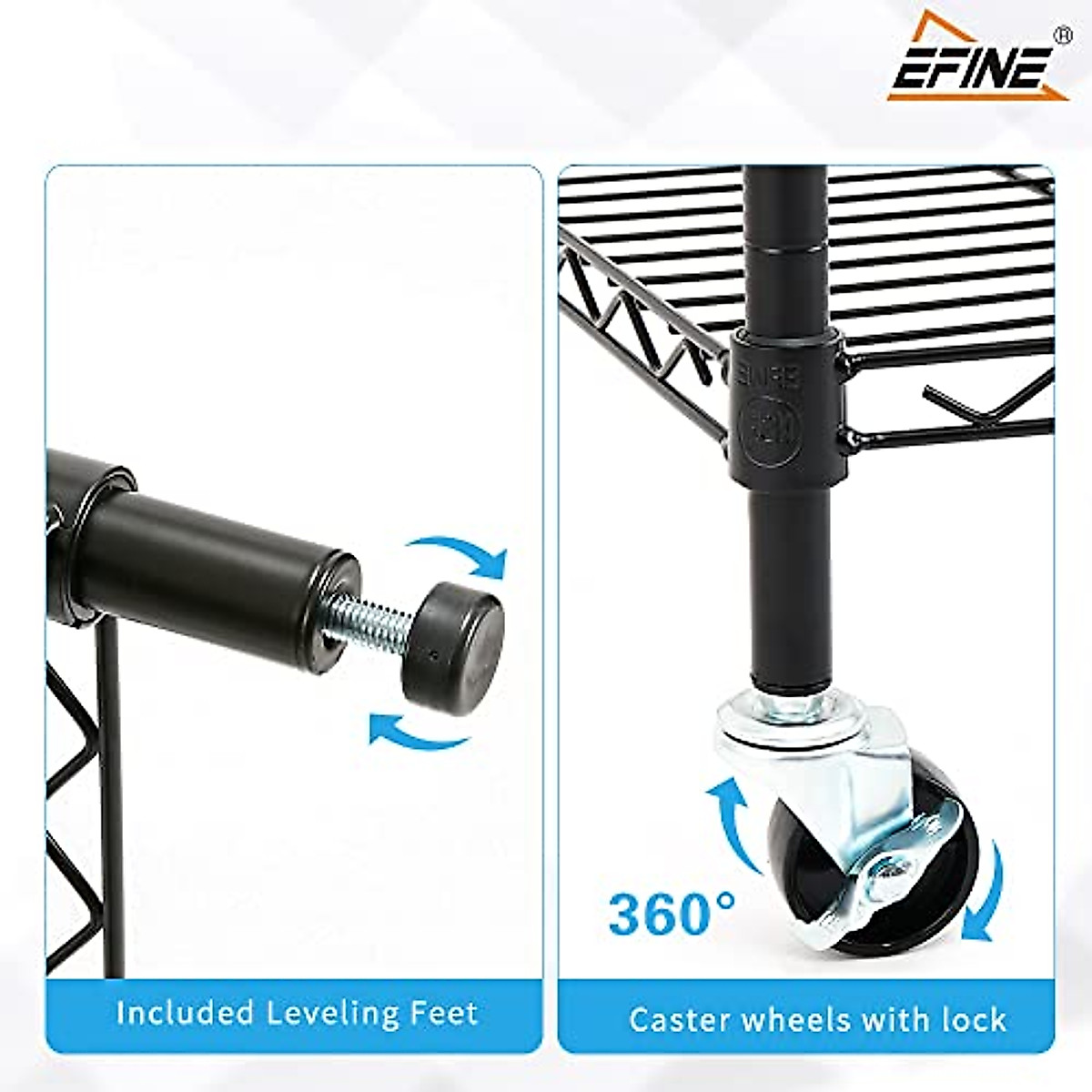 4-Shelf Shelving Units and Storage on Wheels with 5-Shelf Liners, NSF Certified, Adjustable Carbon Steel Wire Shelving Unit Rack for Garage, Kitchen, Office, Black (50H X 30W X 14D)