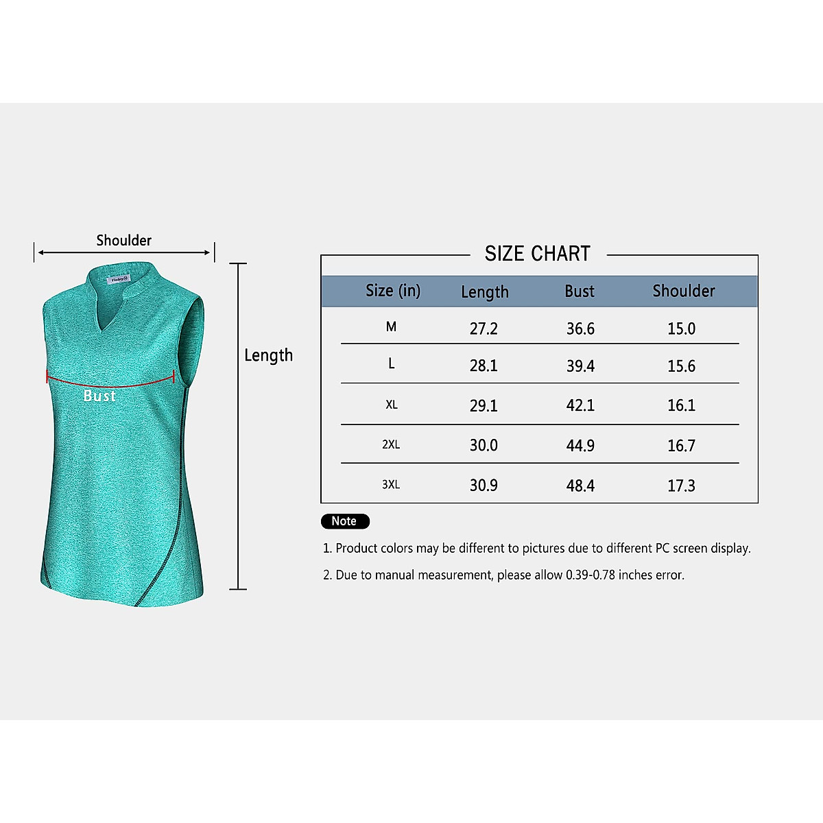 Vldnery Womens Polo Apparel Tops Moisture Wicking Athletic Workout Plus Size Sleeveless Tops Green (3XL)