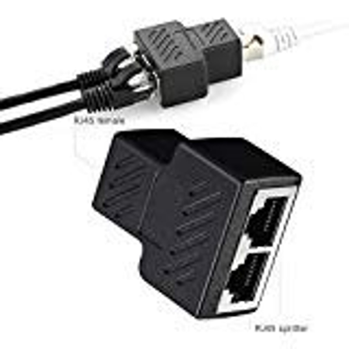 ukiism RJ45 Splitter Adapter, Bebetter 1 to 2 Port USB to RJ45 Socket Adapter Interface Ethernet Cable 8P8C Extender Plug LAN Network Connector for Cat5, Cat5e, Cat6, Cat7