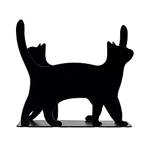 SOFFEE DESIGN Iron Vertical Cat Napkin Holder, Animal Shadow Napkin Stand Convenient Desktop Storage Decoration, Adorable Paper Towel Dispenser for Kitchen Countertops, Dining Table, Black