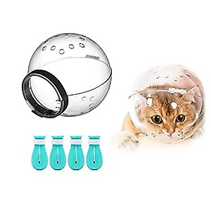 Augegel Cat Muzzle for Grooming,Bubble Muzzle and Boots for Nail Trimming,Cat Grooming Mask with Anti Bite,Cat Astronaut Helmet,Cat Breathable Muzzle and Silicone Paw Covers