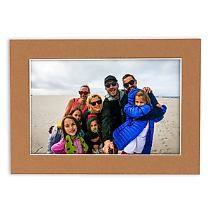 8x10 Mat Bevel Cut for 5x7 Photos - Acid Free Aged Oak Brown Precut Matboard With Backing Board and Crystal Clear, Self Seal Photo Mat Bag - For Pictures, Photos, Framing - 4-ply Thickness