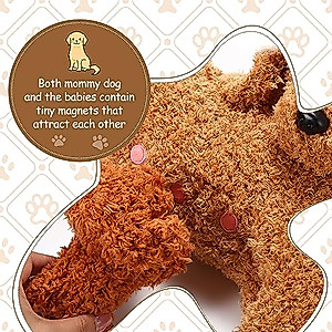 Honoson Nurturing Dog Stuffed Animal with Puppies, Mommy Dog with 4 Baby Puppy Soft Cute Stuffed Plush Dog Puppy for Kids Birthday Gifts Party Favors (Curly Dog)