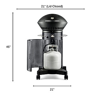 Fuego F21C-H Element Hinged Propane Gas Grill, Dark Gray
