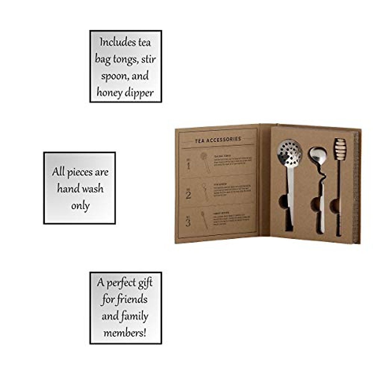 Santa Barbara Design Studio Gift Set Drinking Essentials SIPS Drinkware Kraft Cardboard Book Gift Box, 3-Pieces, Tea Accessories