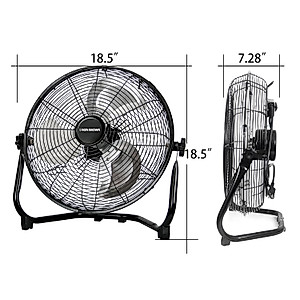 KEN BROWN 14 Inch High Velocity Floor Fan 3-Speed 360° Adjustable Tilting Powerful Airflow for Home,Residential Use, Black