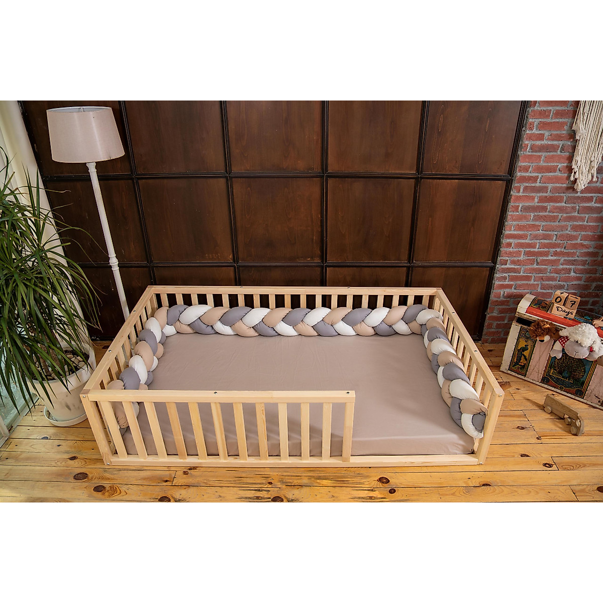 Montessori Floor Bed Twin Size 39x75" / Height 18.9'' | Pine Tree Toddler Bed Frame, Wood Bed Frame | Gift For Kids Room Decor (Twin)