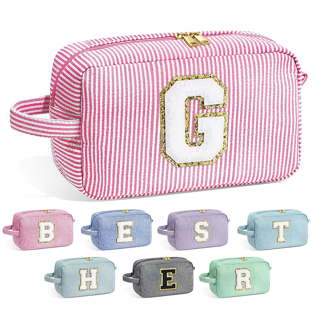 YOOLIFE Graduation Gifts for Girls Teen Girls - Class Of 2024, Personalized Graduation Gifts for Her, Graduation Party Favor, Monogram Initial Pink Makeup Bag for Teen Girl Gifts Trendy Stuff G