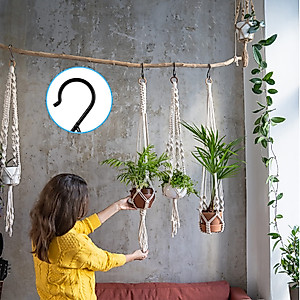 F Flammi 10 Pack S Hooks with Safety Buckle 3.4 Inch Heavy Duty Max 40 Lbs Rack Hooks Stainless Black Metal Hanging Hooks for Pans Pots Towels Handbags Plants