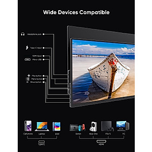 2.5K Portable Monitor for Laptop16 Inch 2560 * 1600 100% sRGB Comupter Gaming Display with HDR USB C HDMI, Ideal for Travel, Second, Extend Screen