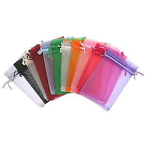 SumDirect 110Pcs 2.7x3.5 inches Mixed Color Sheer Drawstring Organza Jewelry Pouches Wedding Party Christmas Favor Gift Bags (Mixed Color)