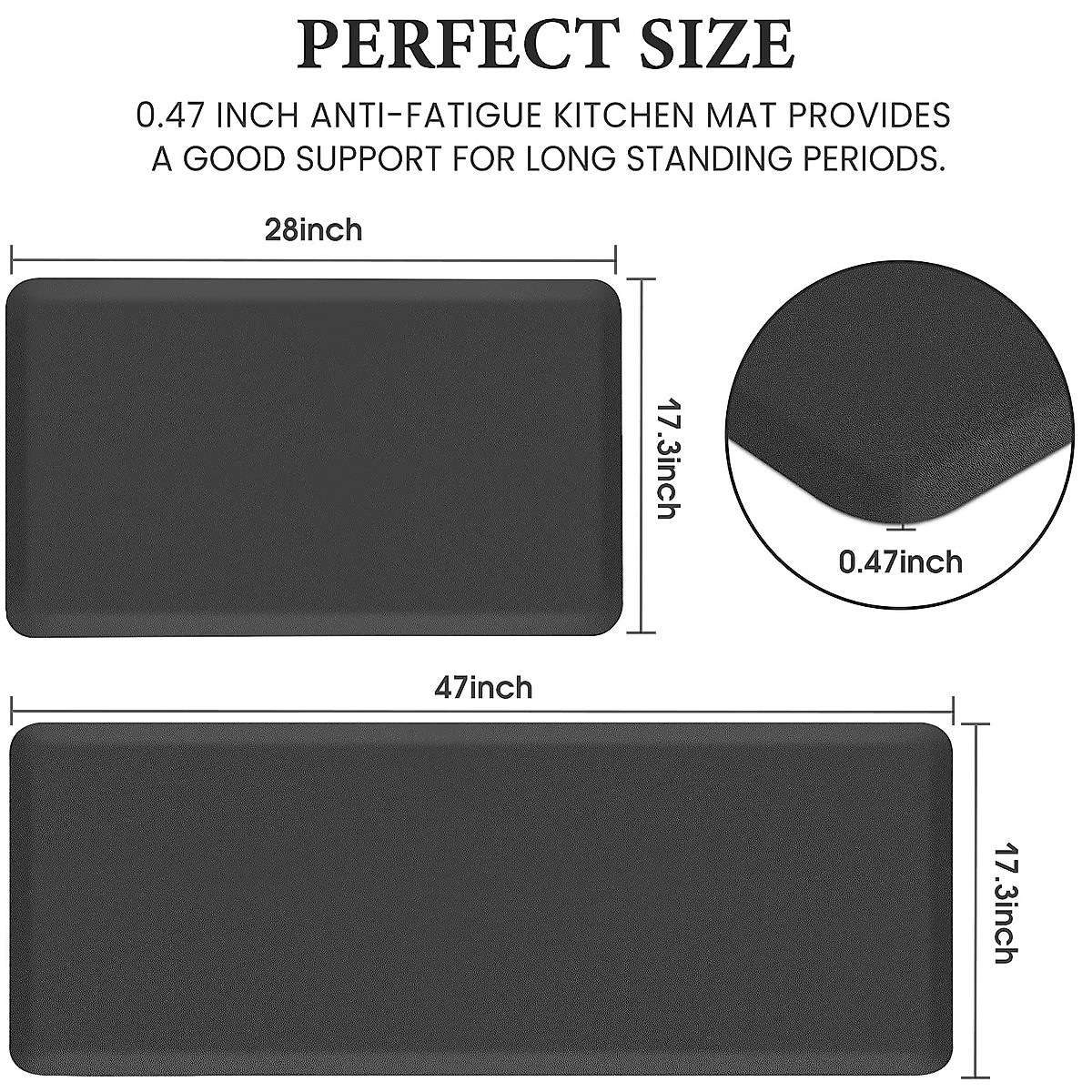 HappyTrends Kitchen Mat [2PCS] Cushioned Comfort Anti-Fatigue Floor Mat, Waterproof Non-Slip Kitchen Rugs, Thick Perfect Ergonomic Foam Standing mat for Kitchen, Home, Office, Laundry,Black