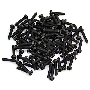 Electronics-Salon 100pcs M3 x 15mm Nylon Machine Screw, Black, Combination Phillips-Slotted Drive, Pan Head, Metric