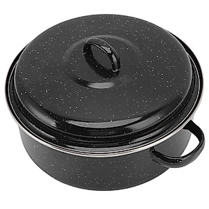 Covered Round Roaster, Non Stick Roasting Pan With Lid and Shelf, Speckled Black Large Capacity Multi Use Roaster Pan, Enamel Broiler Pan for Turkey, Meat, Vegetables, Sweet Potatoes, Chestnuts(26cm)