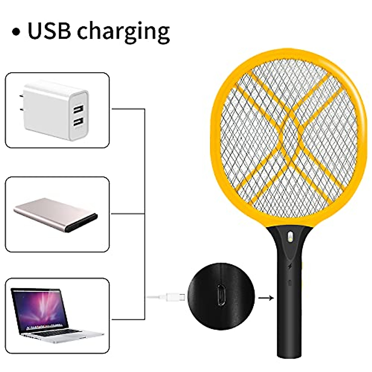 Faicuk Handheld Bug Zapper Racket Rechargeable Fly Swatter Fly Zapper (1 Pack)