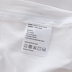 PATSAY 100% Cotton Linen-Like Textured Duvet Cover Set, 3 Piece Luxury White Bedding Set Queen Size, Soft and Breathable, with Zipper Closure and Corner Ties (1 Duvet Cover+2 Pillowcases)