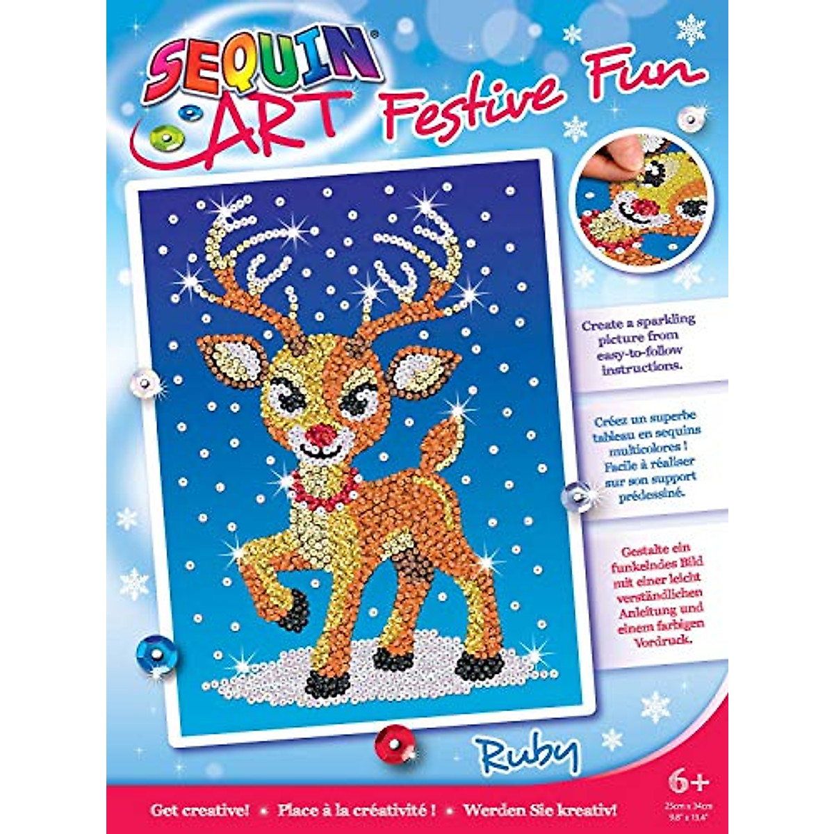Sequin Art Red Ruby Reindeer, Sparkling Arts and Crafts Kit; Creative Crafts for Adults and Kids