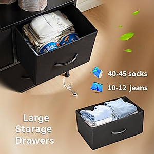 NEWBULIG Dresser for Bedroom,Steel Frame and Wooden Top Closet with 7 Chest Clothes Storage Set,Living Furniture Organizer,30 Inch Height Shelf in Kids Room,Hallway, 7 Drawer, Black