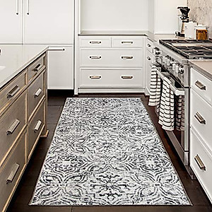 ReaLife Machine Washable Rug - Stain Resistant, Non-Shed - Eco-Friendly, Non-Slip, Family & Pet Friendly - Made from Premium Recycled Fibers - Mosaic Tile - Gray, 2'6" x 8'